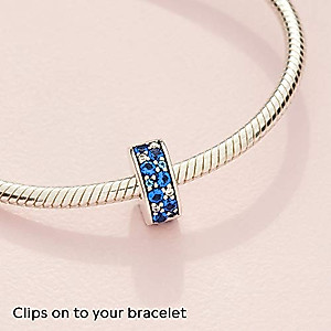 Pandora Blue Pavé Clip Charm Bracelet Charm Moments Bracelets - Stunning Women's Jewelry - Gift for Women - Made with Sterling Silver & Cubic Zirconia
