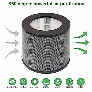 Nyingchi TT-AP006 Filter H13 True HEPA Replacement Filter Compatible with TaoTronics TT-AP006 Air Purifier,3-in-1 High-Efficiency Activated Carbon Filter，Black