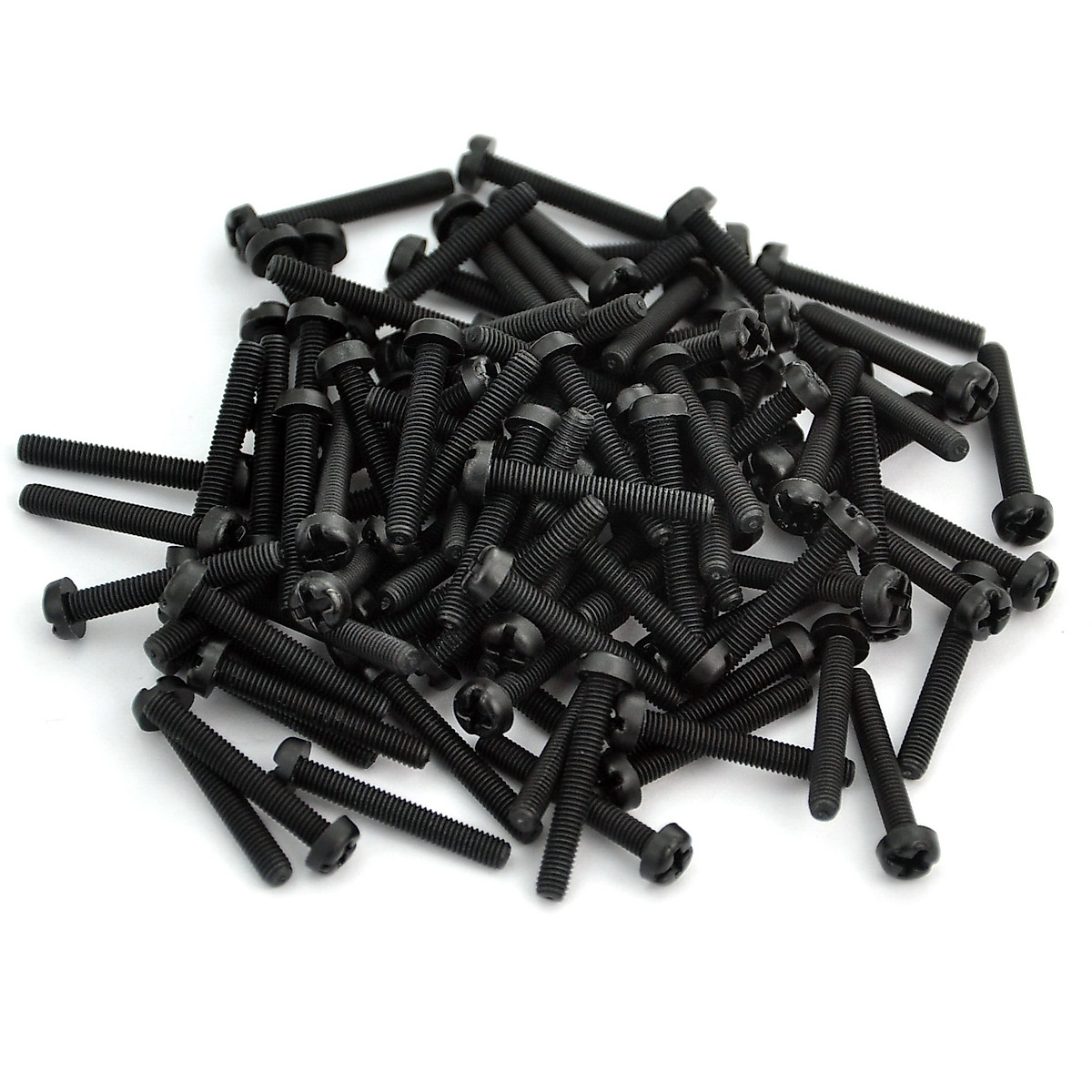 Electronics-Salon 100pcs M3 x 20mm Nylon Machine Screw, Black, Combination Phillips-Slotted Drive, Pan Head, Metric