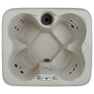 LifeSmart Spas Bermuda Rock Solid Simplicity 4-Person Spa with Thermal Locking Cover, Sand & 2-Step Entry and Exit Stairs, Grey/Black