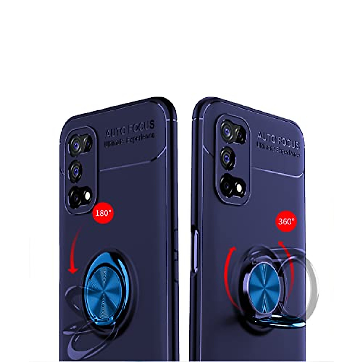 Asuwish Phone Case for Oppo Realme 7 Pro with Tempered Glass Screen Protector Cover and Cell Accessories Stand Kickstand Ring Holder Soft TPU Silicone Rubber Protective Realme7 7Pro Women Men Blue