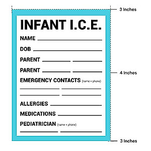 BlueApe ICE Infant Car Seats Medical Information Stickers - Emergency Stickers for Cars - Baby Monitor Car Accessories (Blue, 3 Pack)
