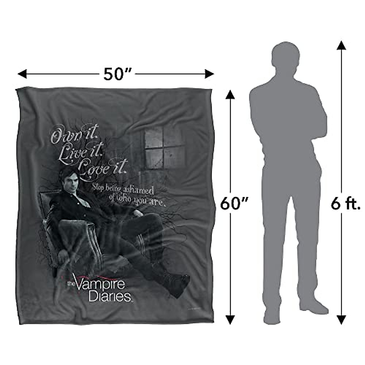 Vampire Diaries Be Yourself Officially Licensed Silky Touch Super Soft Throw Blanket 50" x 60"