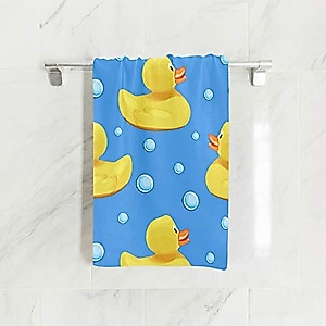DOMIKING Cute Rubber Ducks Print Soft Bath Towel Absorbent Fade Resistant Pool Beach Bath Towel for Bathroom Hotel Gym and Spa, 30"x15"