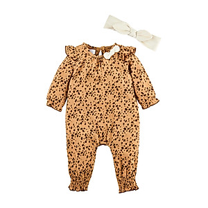 Mud Pie Baby Girl Fawn Bodysui and Headband Set, Brown, 3-6 Months