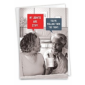 NobleWorks Funny Birthday Greeting Card with 5 x 7 Inch Envelope (1 Card) Humor Bday for Her Color Unlit Stiff Joints C10246BDG-ET