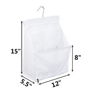 ALYER Hanging Mesh Bath Toy Organizer Bag,Large Shower Storage Caddy with Durable Hanger (White)