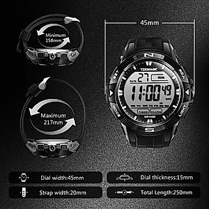TEKMAGIC 10 ATM Digital Submersible Unisex adult Diving Watch 100m Water Resistant Swimming Sport Wristwatch Luminous LCD Screen with Stopwatch Alarm Function