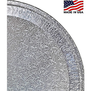 12" Round Flat Aluminum Foil Catering Tray w/Dome Lid - Disposable Cater Serving Pan (Pack of 10 Sets)