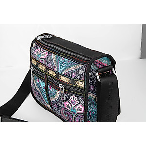Oudduo Women Lady Shoulder Bag Mandala Black Nylon Crossbody Bag Casual Crossbody Bag Multiple Compartments