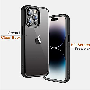 JETech Case for iPhone 14 Pro Max 6.7-Inch (NOT for iPhone 14 Pro 6.1-Inch) with Built-in Screen Protector Anti-Scratch, 360 Degree Full Body Rugged Phone Cover Clear Back (Black)