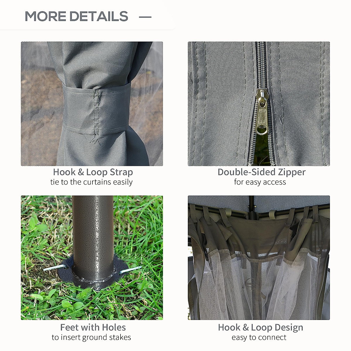 Outsunny 12' x 12' Round Outdoor Gazebo, Patio Dome Gazebo Canopy Shelter with Double Roof, Netting Sidewalls and Curtains, Zippered Doors, Strong Steel Frame, Grey