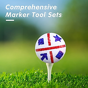16 Packs Golf Ball Marker Golf Accessories 12 Golf Ball Marking Stencils Letter Stencils Kit Golf Ball Liner Line Marker Template 4 Color Line Markers Pens Golf Ball Alignment and Identification Tool