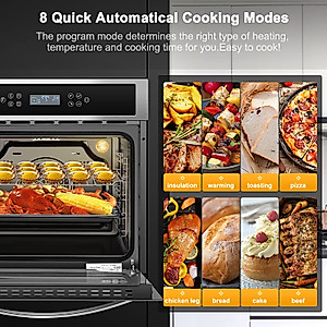 AMZCHEF Single Wall Oven 24" Built-in Electric Ovens with 11 Functions, 8 Automatic Recipes, 2800W, 240V, 2.5Cu.f Convection Wall Oven in Stainless Steel, Touch Control, Timer, Safety Lock,Upgraded