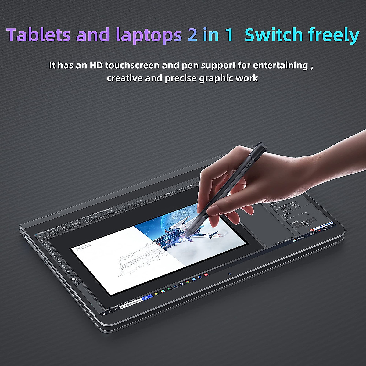 ZWYING laptop【MS 2019 office & Win 11 Pro】 14 inch 4K （3840 * 2160） All Metal 2 in 1 360° Convertible Laptop with Touchscreen 12th Alder Lake-N95 (up to3.4GHz) DDR5 12GB/512GB SSD Tablet Notebook PC