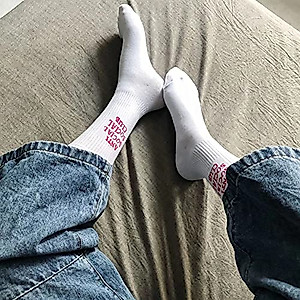 5/8 Pairs Unisex ANTI SOCIAL ANTI CLUB Letter Slogan Crew Socks, Stylish Hip Hop Graffiti Street Socks for Teens (Value Pack D-8 Pairs,Unisex Adult,Unisex,Adult,US,Alpha,Medium,Regular,Regular)