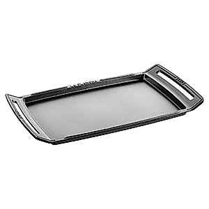Staub Cast Iron 18.5 x 9.8-inch Plancha/Double Burner Griddle, Made in France, Graphite