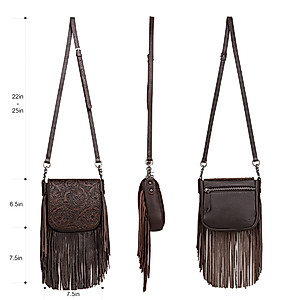 Western Crossbody Handbags for Women Small Bags Tooled Leather Fringe Purse RLC-L159CF