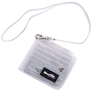 Clear Wallet Glitter Jelly Wallets Transparent Bifold Photocards Holder Lanyard Coin Pouch,Silver