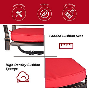 MAGIC UNION 2 Pieces Patio Dining Chairs, Outdoor Cast Aluminum Swivel Chairs with Armrest, Patio Bistro Rocking Chair Set of 2 for Garden, Backyard, Deck (2pc E- Swivel Chair) (red)