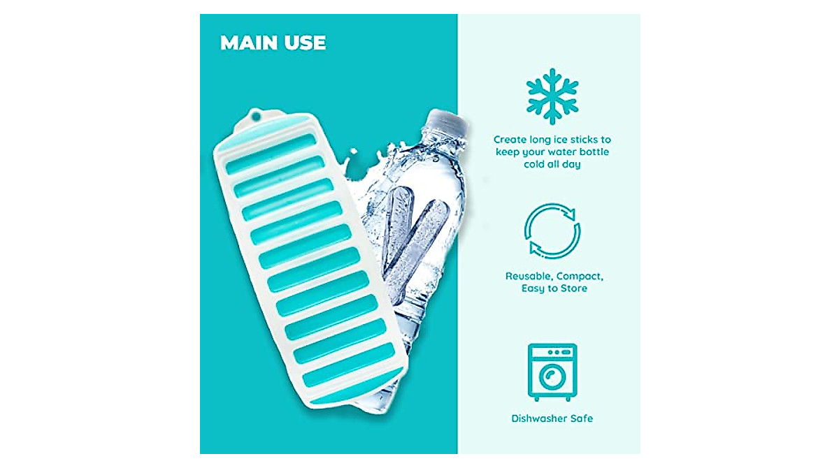Jacent Reusable Silicone Water Bottle Ice Cube Tray - Keep Drinks Cold