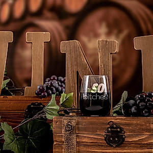 IT'S A SKIN I'm 50 Bitches |Stemless Wine Glass 17oz for red and white wine - Great Gift for Her, Him Travel includes free wine/food pairing card