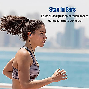 Stereo-to-Mono Single earbud with Mic and Control, Wired One Ear Earphone Headset w Over Ear Hook & Case for Cell Phones Laptop, In-ear Mono Headphone for Driving Sport Running Cycling, Right Ear Only