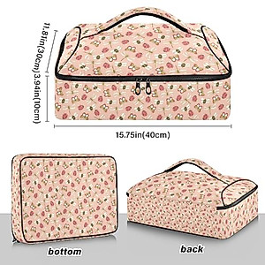 Kcldeci Insulated Thermal Food Carrier Insulated Casserole Carrier for Hot or Cold Food,Roses Peonies and Butterflies Insulated Tote Bag for Potluck Cookouts Parties Picnic,Lasagna Lugger
