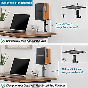 Vondynote Set of 2 Studio Monitor Stands Desktop Speaker Stands Height Adjustable 12" to 18" Speaker Stands with Desk Clamp