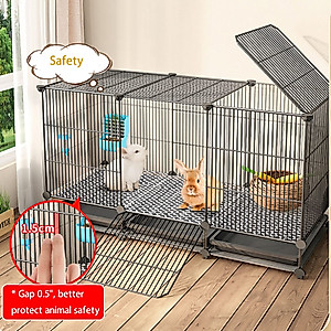 Guinea Pig Cage Bunny Cages Small Animal Cage Foldable Rabbit Cage Hutch with Pull Out Tray and Caster Platform for Ferret Chinchilla (Size : 42.9)