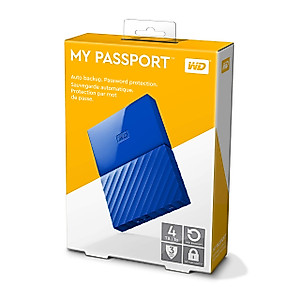 WD 4TB Blue My Passport Portable External Hard Drive - USB 3.0 - WDBYFT0040BBL-WESN (Renewed)