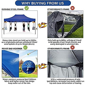 COBIZI 10x15 Pop Up Canopy with 4 Sidewall(Dark Blue)