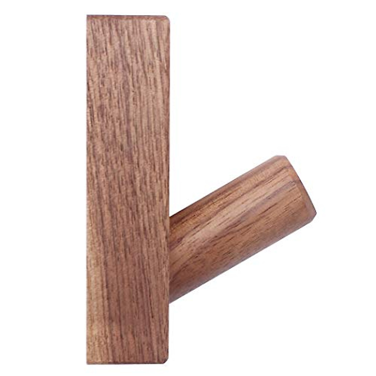 Gullor 2 PCS Natural Wooden Coat Hooks, Wall Mounted Wall Hook Rack, Decorative Craft Clothes Hooks - Black Walnut