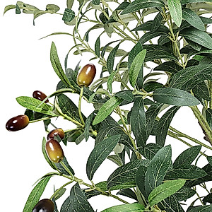 Artifical Tree 6FT Faux Olive Tree for Office Home Decor Fake OliveTree Indoor with Natural Trunk and Lifelike Fruits in a Pot for Housewarming Gift(1 Pack)