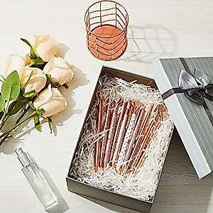 10 Pcs Ballpoint Pen Cute Rose Gold Pens Diamond Pen Liquid Sand Glitter Pen with Pen Holder Pencil Cup Make up Brush Holder Rose Gold Office Supplies for Women Wedding Office Rose Gold Desk Supplies