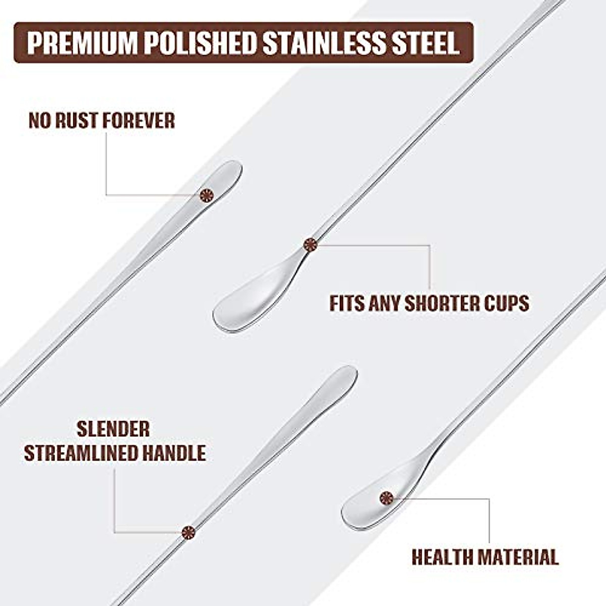 8 Pieces Stainless Steel Coffee Stirrers Mixing Spoon Drink Cocktail Stir Sticks Stirring Tea Spoon, 7.87 Inch