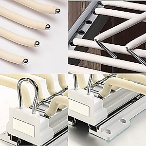 RSTJ-Sjef Closet Pull Out Trousers Rack with Silent Double Rail, 22 Arms Aluminum Alloy Pants Hanger Bar Clothes Organizers-for Jeans, Pants, Trousers, Ties, Scarf Storage,Black