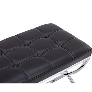 EALSON Modern Entryway Bench Leather Upholstered Dining Bench with Metal Base Button Tufted Ottoman Bench with Padded Seat Accent Foot Bench for Bedroom End of Bed/Living Room, Black