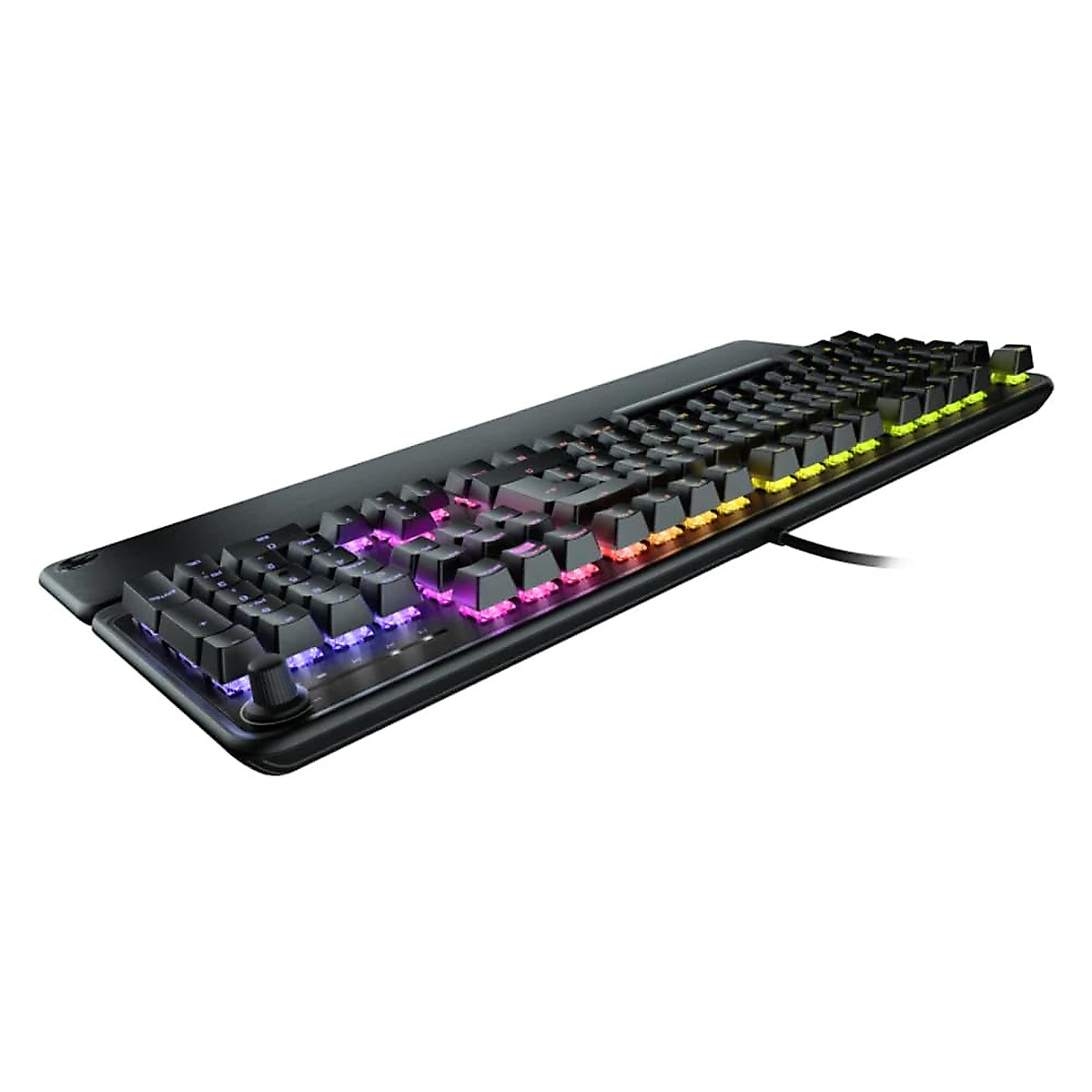 ROCCAT Pyro Mechanical PC Gaming Keyboard, RGB Lighting, AIMO Illumination, Wired Computer Keyboard, Detachable Wrist/Palm Rest, Linear Feel Red Switches, Brushed Aluminum Top Plate, Black