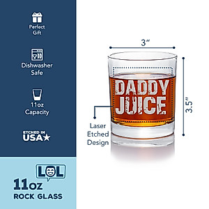 Daddy Juice Dad Life Round Rocks Glass - Dad Gift, Fathers Day Gift, Dad Juice, Whiskey Glass, Rocks Glass