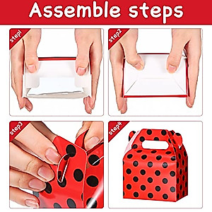 Outus 30 Pieces Ladybug Party Supplies Favor Boxes Ladybug Red Black Polka Dot Candy Boxes for Ladybug Party Wedding Birthday Christmas Baby Shower Decorations, 4 x 2.4 x 4.8 Inch