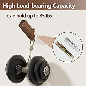 Wood Wall Hooks, 4Pack Coat Hooks Wall Mounted Rustic Wooden Hooks Natural Robe Hook Hanging Bathroom Clothes Hanger Hat & Bag Decorative Hooks Heavy Duty Entryway Wall Hangers Towel Hooks(Walnut)