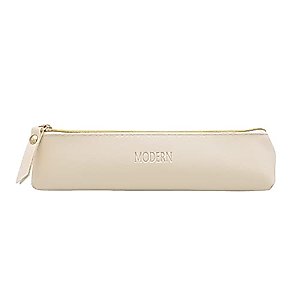 Funny live Portable Pencil Bag Pen Case Cosmetic Bag, Candy Colors Leather Stationery Pouch Slim Zipper Bag School/Office Supplies Bag Case for Pens, Pencils, Markers, Lipsticks, Makeup Brush (White)
