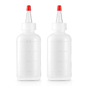 Soft Squeeze Hair Applicator Bottle for Hair Treatment, Scalp Oil, Root, Color, 4 Ounce Translucent with Measuring Scale and Cap, BPA Free, 2 Pack