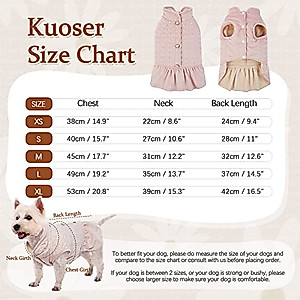 Kuoser Dog Coat Puppy Winter Clothes, Soft Fleece Lining Girl Dogs Vest Dress, Windproof Thermal Outfit Pet Cold Weather Jacket Doggie Apparel, Pink XS - XL