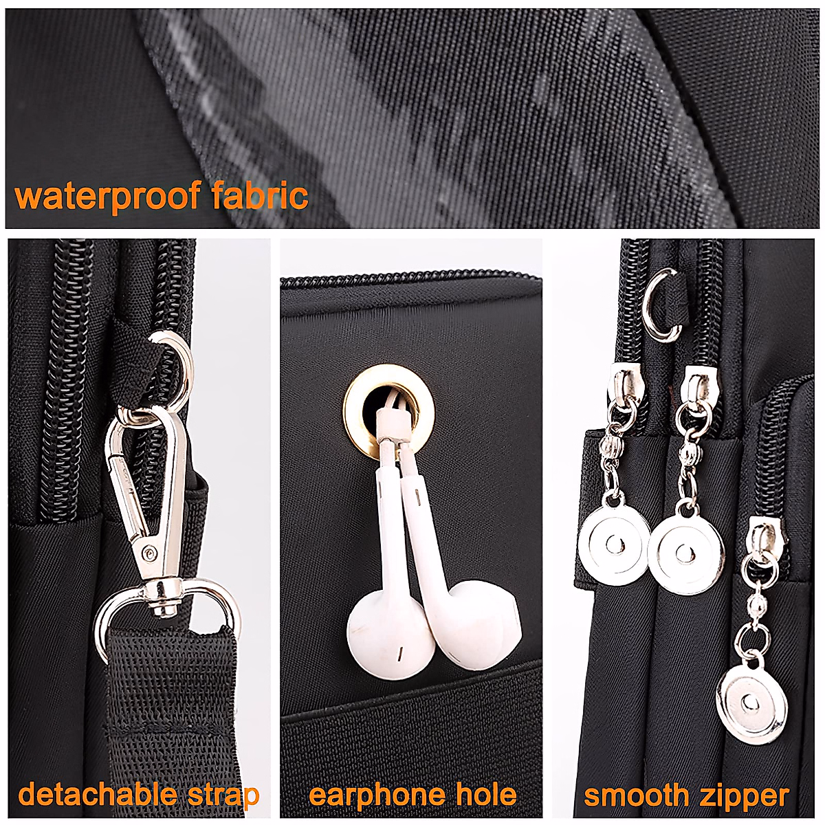 LassZone Women Crossbody Phone Bag Zipper Waterproof Nylon Wallet Cellphone Purse Ladies Shoulder Bag Wristlet Handbag