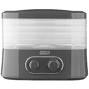 DASH DEHY100GY SmartStore™ Compact Electric Food Dehydrator Machine with 5 Stackable BPA Free Trays + Temperature Controls for Fruit, Vegetables, Herbs, Nuts, Jerky, and other Healthy Snacks - Gray