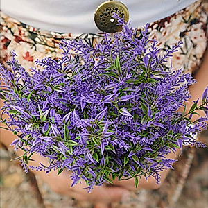 Artificial Flowers Lavender 8 Bundles,Fake Flowers Lavender, Plastic Flowers Artificial for Decoration,Wedding,Garden,Patio,Purple