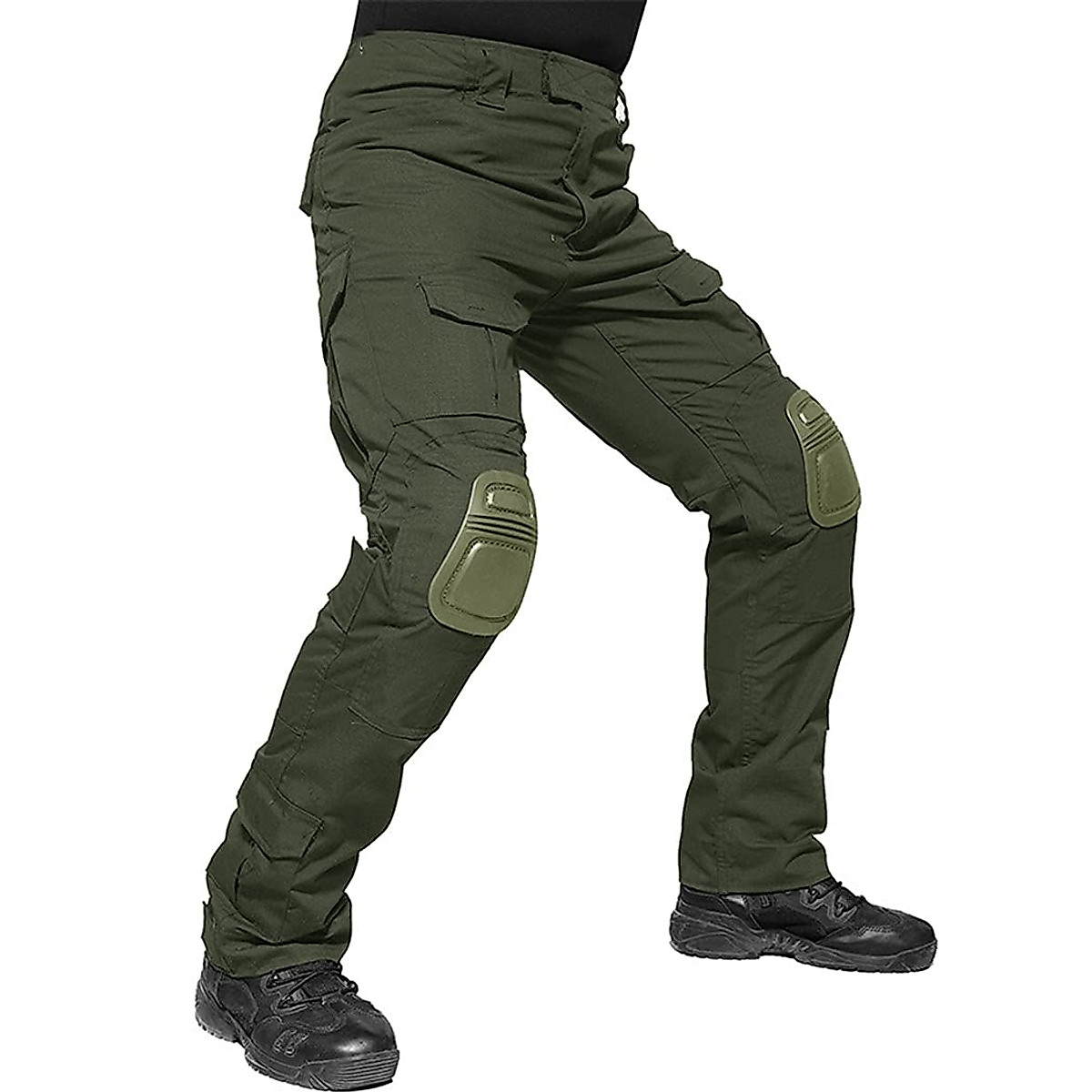 KEHAIOO Men Military Pants with Knee Pads, Airsoft Tactical Cargo Pants, Army Soldier Combat Paintball Trousers Gray 34