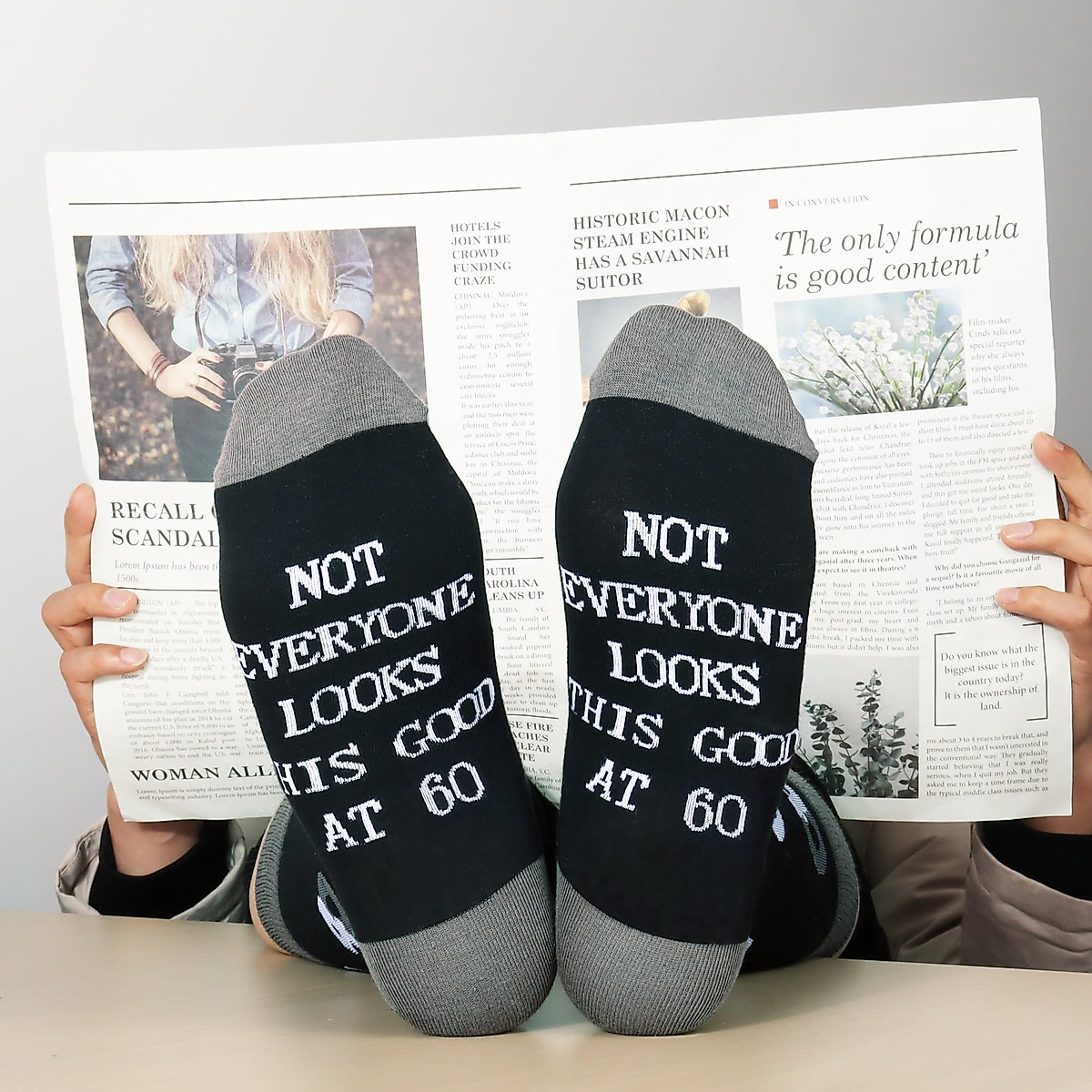 Jeasona 60th Birthday Gifts for Men Funny Fun Black Crew Cotton Socks